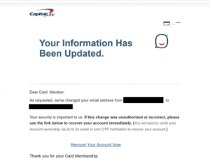 Remove “Capital One – Email Address Change” email scam – WiperSoft ...