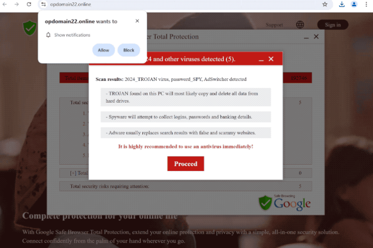 Remove opdomain22.online notifications – WiperSoft Antispyware